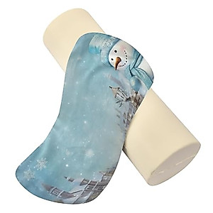 xigua Christmas Snowman Neck Roll Pillow for Neck Relief with Removable Washable Cover - Memory Foam Round Cylinder Bolster, Ergonomically Designed for Head, Neck, Back, and Legs