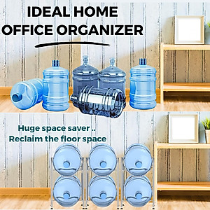 5 GALLON WATER JUG RACK WATER BOTTLE STORAGE ORGANISER 12.9"x13.4"x19.3" STURDY STEEL FRAME WATER GALLON HOLDER EXCELLENT HOME OFFICE SPACE SAVER WATER BOTTLE STAND SINGLE 2-TIER (SILVER)