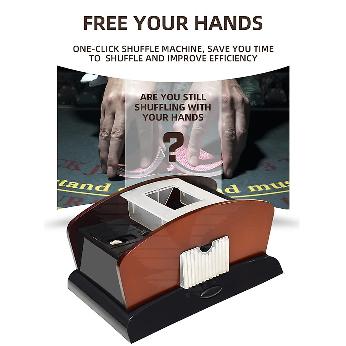 INFIJYON 2-Deck Automatic Card Shuffler,Electric Card Shuffler, US Plug/Battery Operated,for Home & Party Use