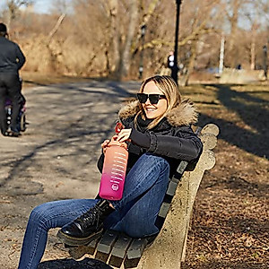 Mayim Half Gallon/ 64oz Motivational Water Bottle With Time Marker & Removable Straw | Gym & Sports Large Water Jug | Easy Carry Handle