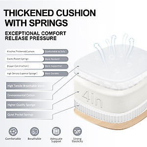 TUKAKA Ergonomic Office Chair,Ultra Thick Office Desk Chair with Adjustable Lumbar Support and Headrest,Spring Cushion,Rocking Function,Flip-up arms,Mesh Computer Chair for Home Office,White