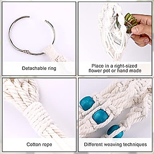 SAVITA 4 Pcs Car Plant Hangers, Mini Macrame Plant Hanger, Rear View Mirror Charm Hanging Plant Holder Accessories for Succulent Chlorophytum Car (White, 4 Styles)