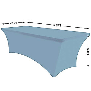 Eurmax USA Rectangular Fitted Spandex Table Covers 5ft Tablecloth Wedding Event Patio Table Decorations Stretch Table Cover for 5ft Folding Table (Sky Blue)