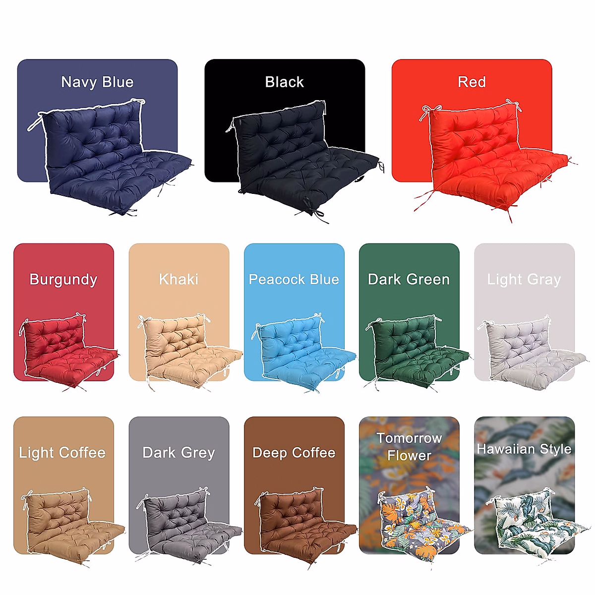 Mokoey Swing Cushion Replacement Outdoor Porch Swing Cushions Waterproof Thicken 4" Outdoor Swing Cushions with Ties for Garden Patio Porch Furniture Swing Outdoor Bench Cushions(Wine red-60 * 40in)