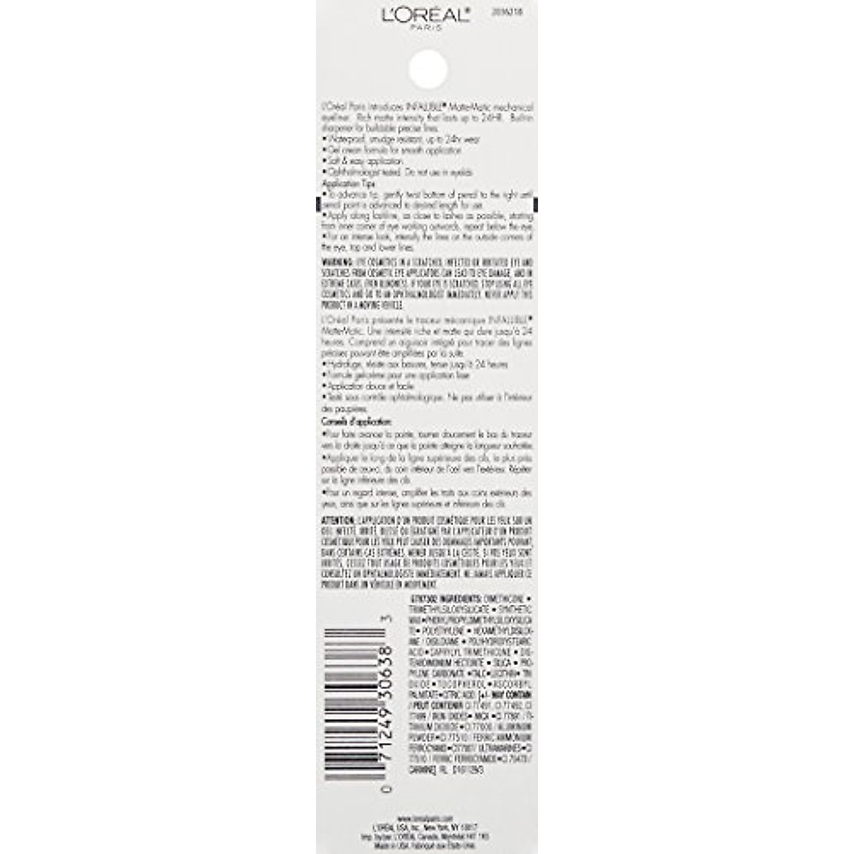 L’Oréal Paris Infallible Matte-Matic Mechanical Eyeliner, Deep Brown, 0.01 oz.