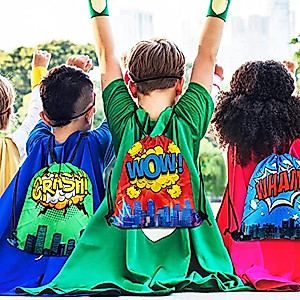 18 Pcs Hero Party Favors Bags Comic Heroes Drawstring Bag Backpacks Goodie Candy Gift Bags for Kids Girls Boys Birthday Party Supplies Decorations, 9.8 x 11.8 Inch