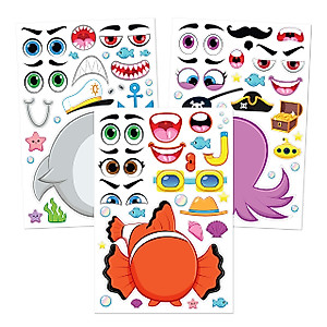 JOYIN 36 PCS 9"x6" Make a face Stickers for Kids, Make Your Own Animal Mix and Match Sticker Sheets with Safaris, Sea and Fantasy Animals Kids Crafts Party Favors Goodie Bags Stuffers for Kids