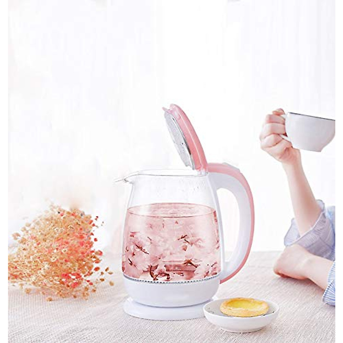 Electric Kettle, Multi-Function Teapot,Kettle, Temperature Control Kettle, Health Kettle, Automatic Thickened Glass Teapot Stainless Steel Heating Base Kettle (Color : B, Size : A)