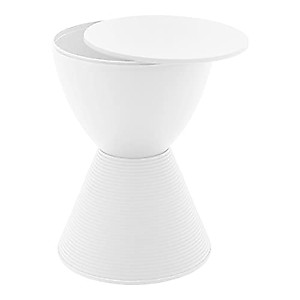 LeisureMod Boyd Modern Accent Side Table End Table Indoor and Outdoor Use, 16.75" H x 11.75" W x 11.75" D (White)