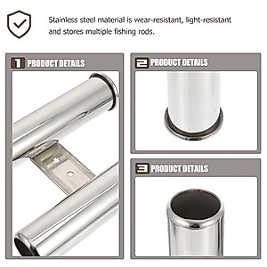 1 Set Double-Tube Fishing Pole Holder Stainless Steel Fishing Rod Stand Fishing Boat Accessory Fishing Rod Stand Fishing Pole Rack Stainless Steel Pole Holder Fishing Boat Accessory Fishing