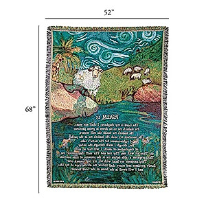 Dicksons Lord is My Shepherd Blue 68 x 52 Inch Tapestry Cotton Throw