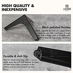 La Vane 4 inch Metal Furniture Legs, Set of 4 Modern Iron Diamond Triangle Furniture Feet DIY Replacement Black for Cabinet Cupboard Sofa Couch Chair Ottoman