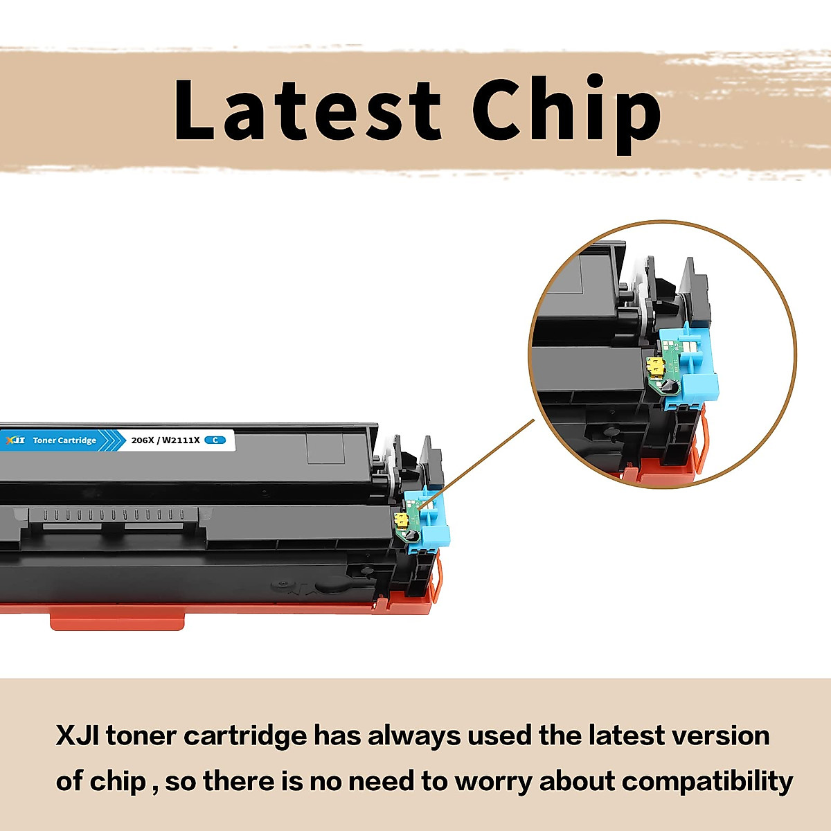 XJI 206X(with Chip) High Yield Toner Cartridges 4 Pack Replacement for HP 206 X A W2110X W2111X W2112X W2113X 206A