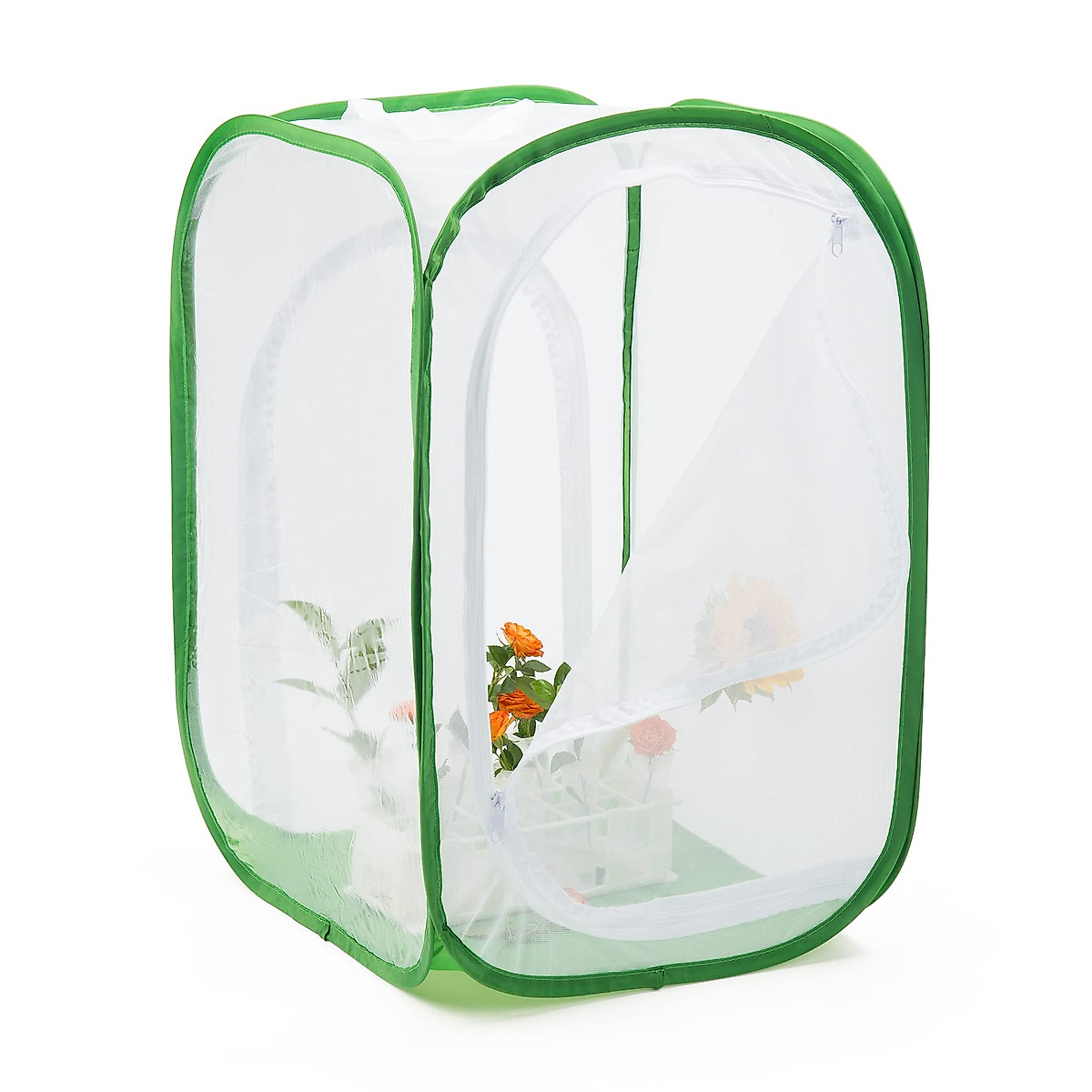 Two Doors Large Monarch Butterfly Habitat, Insect Mesh Cage, Caterpillar Enclosure Terrarium Pop-up (24 x 24 x 36 inches)