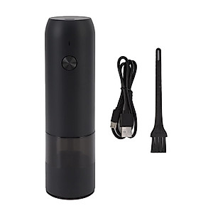 Electric Pepper Grinder, Lasting Rechargeable Electric Pepper Mill Heavy Duty Vanilla Salt Sea Salt (Black)