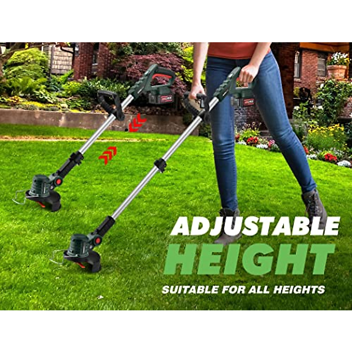 HYMOVO Cordless Weed Eater, 20V Battery Powered String Trimmers, Adjustable Height Weed Wacker Lightweight Grass Trimmer for Garden and Yard