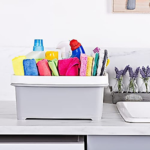 Minky Homecare Large Storage Caddy - Easy to Clean Plastic Storage Bin with Foldaway Handle - Perfect for Cleaning, Crafts, Baby Items, DIY - Great for Pantry, Fridge & Organization - Made in the UK