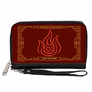 Buckle-Down Nickelodeon Wallet, Zip Around, Avatar the Last Airbender Firebending Fire Nation Icon Reds, Vegan Leather