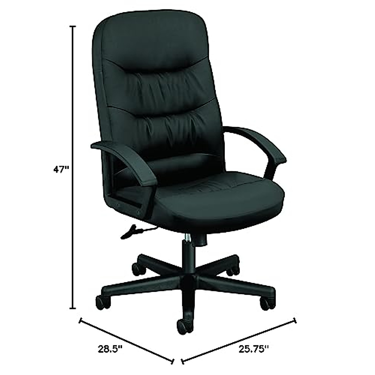 HON Charge Leather Executive Chair - High Back Armed Office Chair for Computer Desk, Black (HVL641)