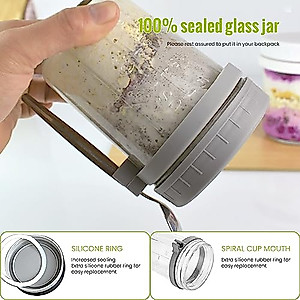 SNGKMSYG Overnight Oats Containers with Lids 2 Pack Mason Jars for Overnight Oats 12 oz Large Sealed Glass Meal Prep Container for Overnight Oats, Cereal, Yogurt, Milk, Salad with Measurement Marks