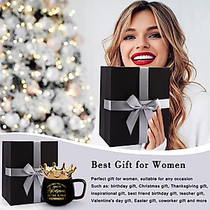 Coosilion Thank You Gifts for Women, Boss Lady Gifts -Funny Gifts Crown Coffee Mugs with Gift Card, Birthday Christmas Inspirational Gifts for Mom Sister Friend Coworker Teacher(Black)