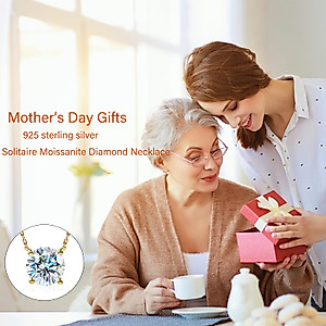 HOLYCOME Diamond Solitaire Necklace,3Carat Gold Plated Moissanite Pendant for Women,Sterling Silver Lab Diamond Necklace Moissanite Jewelry for Birthday Christmas Gifts