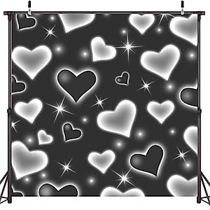 Mocsicka Black Heart 2000s Backdrop for Photoshoot 90s Photo Backdrop Decorations Old School Love Heart Women Men Happy Birthday Photography Background Banner Photo Booth