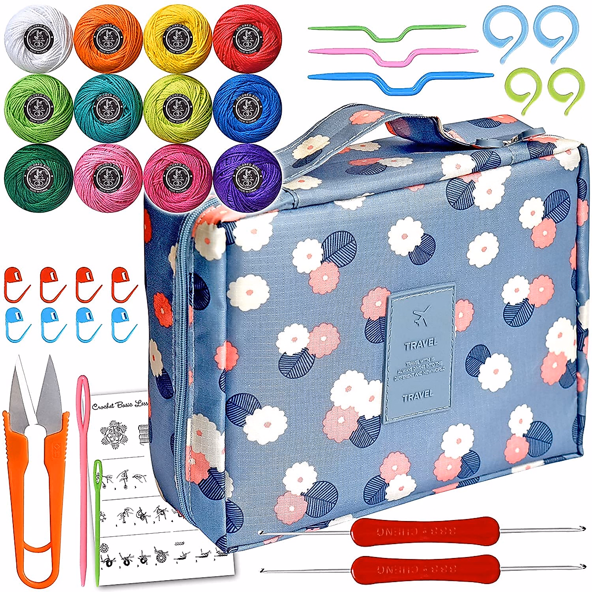 12 Colors Cotton Size 3 Crochet Thread Craft Yarn for Knitting and Crochet Perfect Beginner Kit