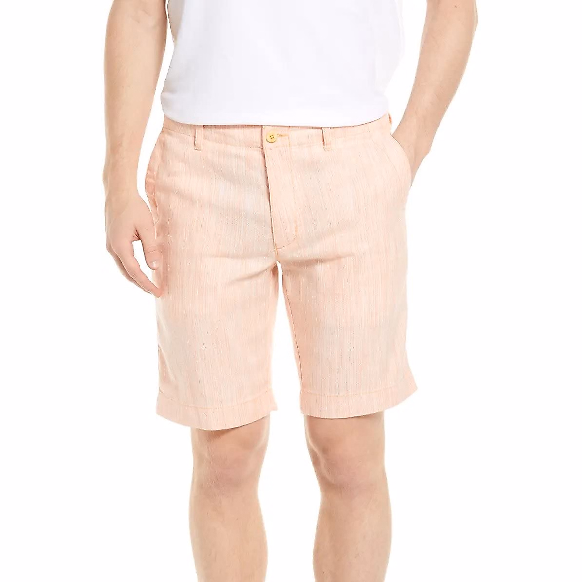 Tommy Bahama Men's Harbor Herringbone Stretch-Linen 10" Inseam Short (Peach Sorbet, XL, X-Large)