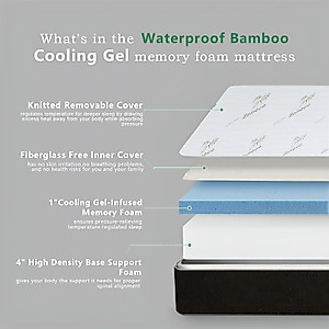VFD 6 Inch Gel Memory Foam Twin Mattress Washable Cover Medium-Firm for Bunk Bed, Trundle Bed, Pressure Relief CertiPUR-US Certified Mattress in a Box