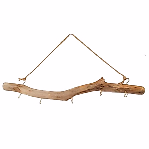 Gralara Wooden Hook Wall Mounted Driftwood Hook with Hooks Branch Hanger Rack for Small Item Key