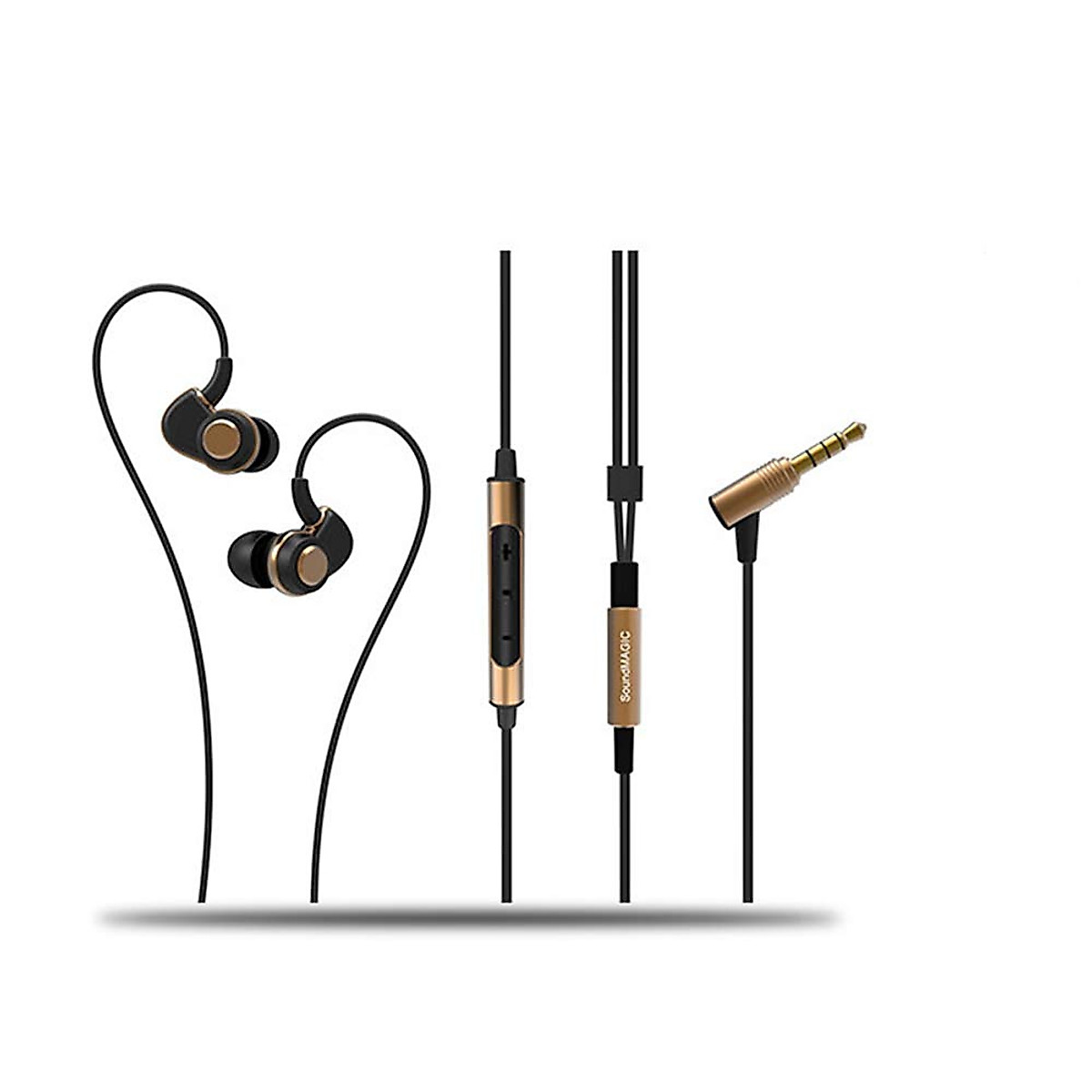 SoundMAGIC PL30+C Active Sport in-Ear Headphones with Microphone and Volume Control (Black/Gold)