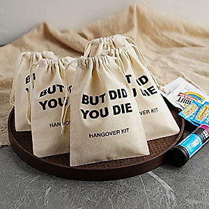 PandaSew Hangover Kit Gift Bags, Bachelor Party, Bachelorette Bridal Shower Pouches, Wedding Favor, Survival Recovery Bridesmaid Gifts, Cotton Drawstring Bag,20pcs 7x5 inches BUT DID YOU DIE