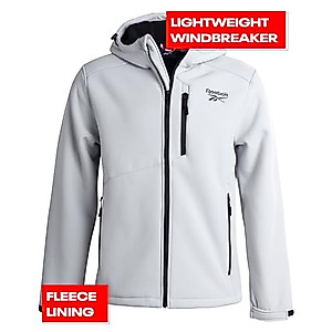 Reebok Men's Jacket - Weather Resistant Fleece Lined Softshell Jacket Coat - Lightweight Casual Coat for Men (M-XXL), Size Medium, Pure Grey