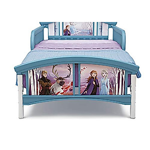 Delta Children Plastic Toddler Bed, Disney Frozen II Twinkle Galaxy Dual Sided Recycled Fiber Core Toddler Mattress (Bundle)