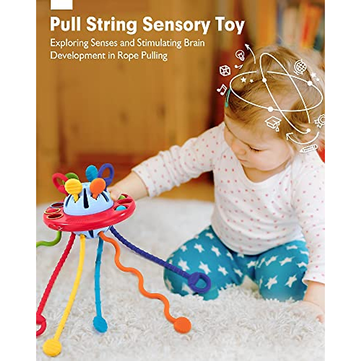 Montessori Toys for 1 Year Old Boy Gifts - Baby Toys 12-18 Months Silicone Pull String Toys for 1 Year Old Girl Gifts Travel Toys Sensory Toys for Toddlers 1-3 1st One Year Old Boy Birthday Girl Gifts