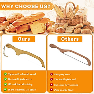 Zyuoel Wooden Bread Knife for Homemade Bread, 15.7" Bread Bowl Knife Right Handed Sourdough Bread Knife, Bread Bow Knife Bread Saw Kitchen Gift