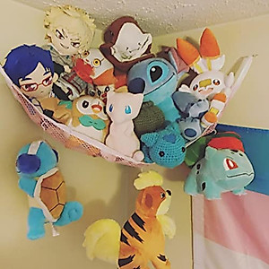 Stuffed Animal Storage Hammock, Powkoo Small Toy Hammock Storage Net Organizer for Bathtub, Bedroom, Small Soft Toys, Teddies (Pink)