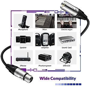 Augioth XLR Cable 100 ft, Microphone Cable, XLR Male to Female Balanced Microphone Cord 3 pin, Mic Cord, XLR Male to Female