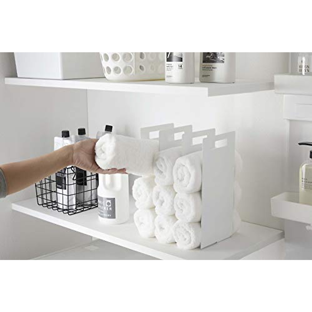 Yamazaki Home Tower White Interlocking Towel Organizer (Set of 2)
