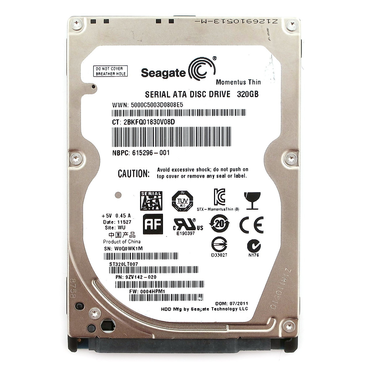 Seagate Momentus Thin 320 GB 7200 RPM SATA 3Gb/s 16 MB Cache 2.5-Inch Internal Notebook Hard Drive (ST320LT007)
