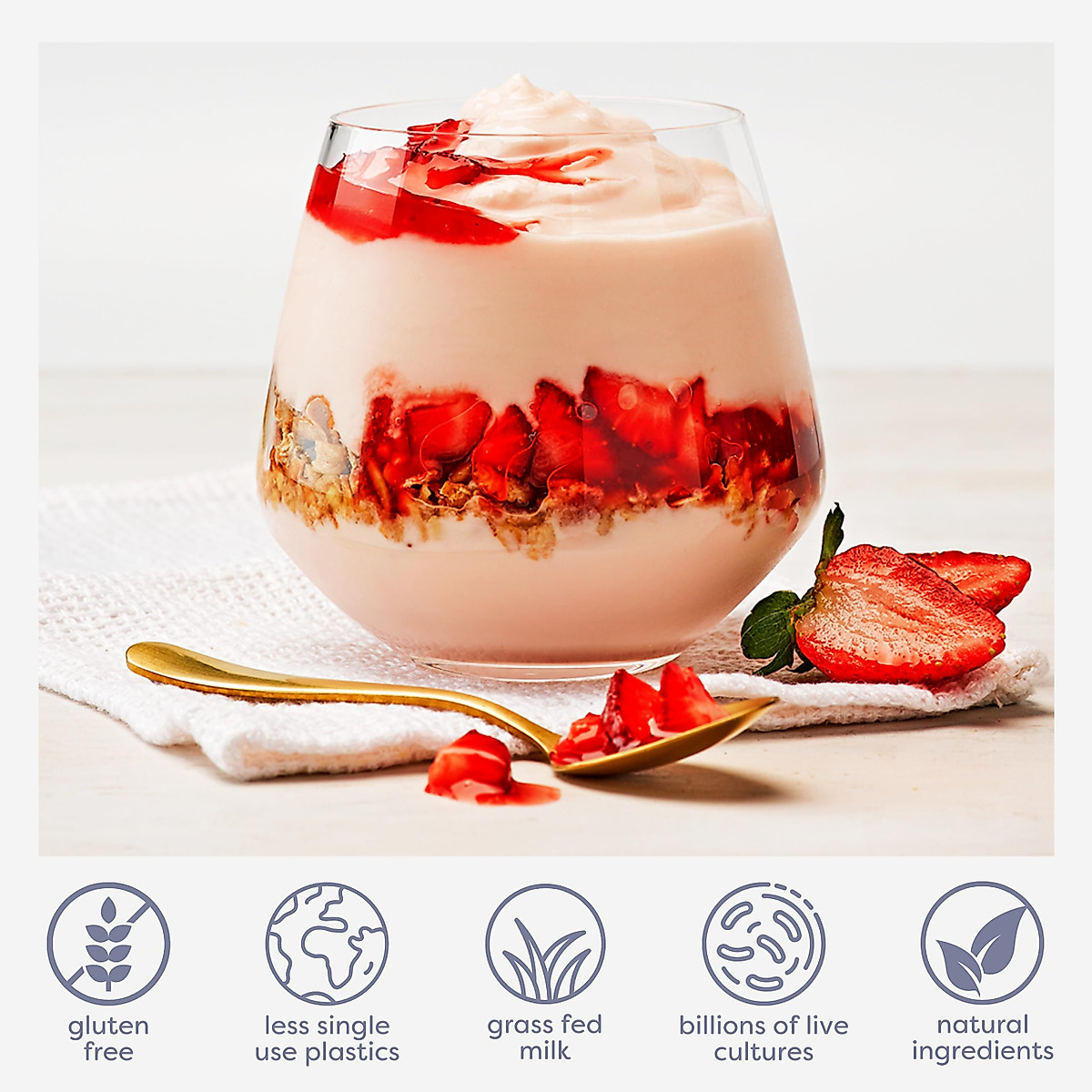 EasiYo Yogurt Starter Kit | EasiYo Yogurt Maker, Storage Jar and Greek Style Strawberry Flavored Yogurt Base (35oz, Makes 7 Servings) | Fresh Homemade Yogurt | New Zealand Milk from Grass Fed Cows
