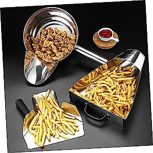 ULTECHNOVO 1pc Packing Shovel Chips Stainless Steel Funnel Stainless Steel Scoop Stainless Steel Kitchen Scoop Stainless Steel Popcorn Scoop Stainless Steel Flour Shovel Commercial