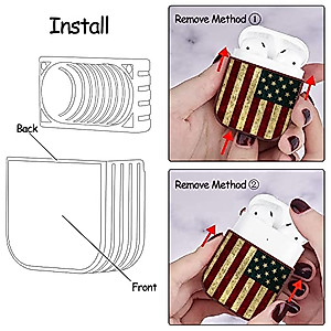 OOK Protective Airpods Case Cover Designed for Apple Airpods 2 & 1, Cute American Flag Patterns Shockproof Magnetic Case Cover with Portable Keychain Clip for Girls Kids Women Men