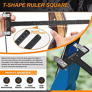 Rustark 17Pcs Archery Bow String Tool Accessories Assortment Kit Including Archery Nocking Buckle Pliers, Bow String Nocking Point, T Shape Bow Square Ruler, Wax, Bow String Silencer, Finger Protector