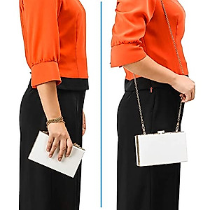 SharPlus Cute Acrylic Box Clutch Purses and Handbags for Women Shoulder Cross-Body Bag for School Party Prom Bridals (White)