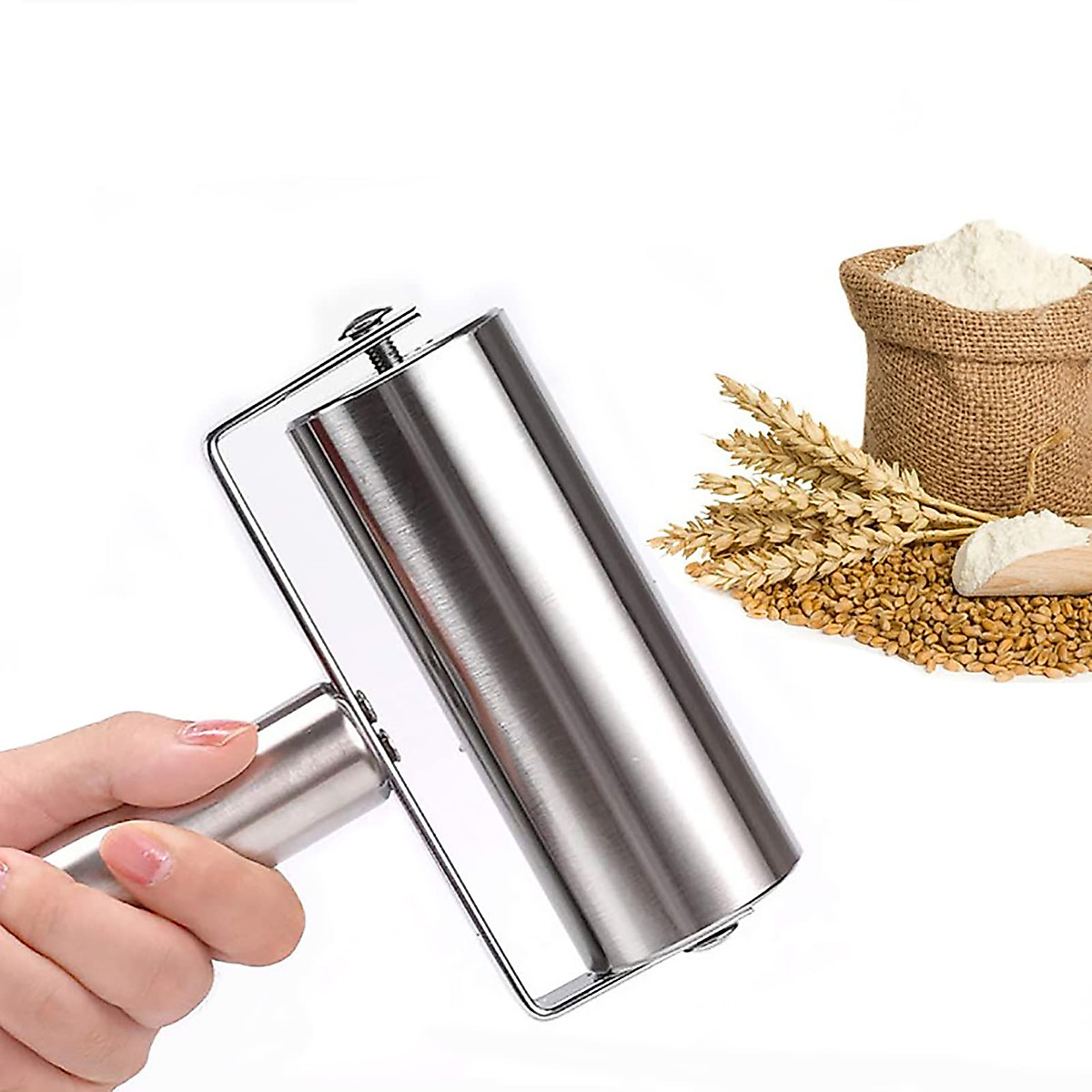 Pastry Pizza Roller, Non Stick Smooth Stainless Steel Rolling Pin Metal Kitchen Utensils, for Baking Dough, Pizza, Pie, Pastries, Pasta, Cookies