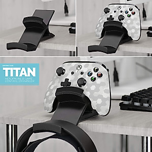 BRAINWAVZ The Titan - Desktop Gamepad Controller & Headphone Hanger Holder - Designed for XBOX ONE, PS4, PS3, Dualshock, Switch, PC, Steelseries, Steam & More, Reduce Clutter, Black