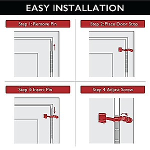 Hinge Pin Door Stop Wall Protector with Rubber Tip, Design House Matte Black Adjustable Door Stoppers, 5-Pack, 189050