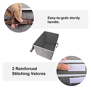 coastal rose Foldable Storage Bins, 2 Pack Decorative Fabric Storage Boxes Baskets with Lid & Handle, Stackable Storage Cubes Organizers for Home, Shelves, Closet, Bedroom, Toys(Gray)